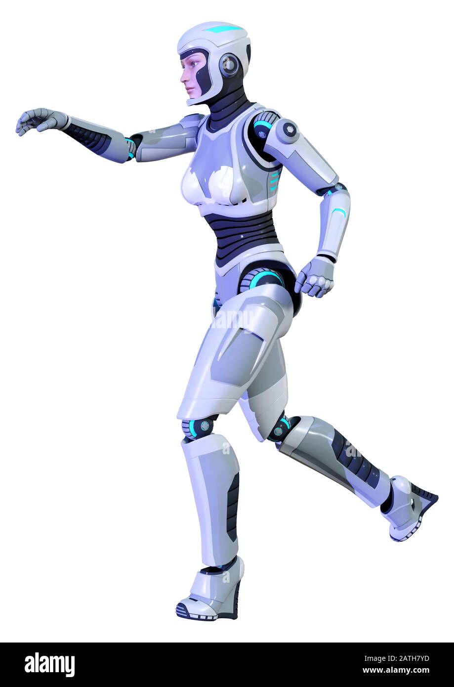 3D rendering of a female robot isolated on white background Stock Photo ...