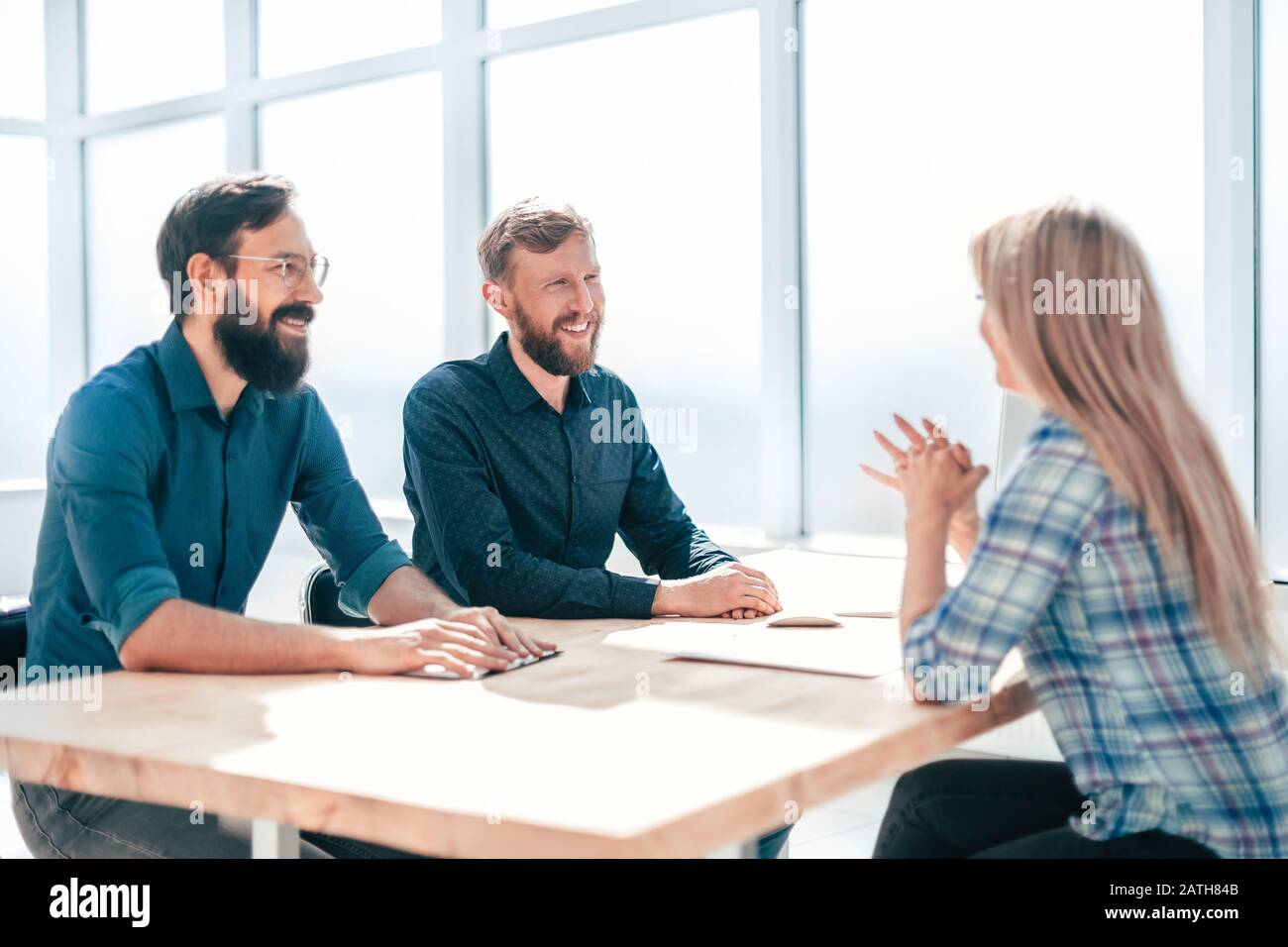 HR managers in an interview with a new employee Stock Photo - Alamy