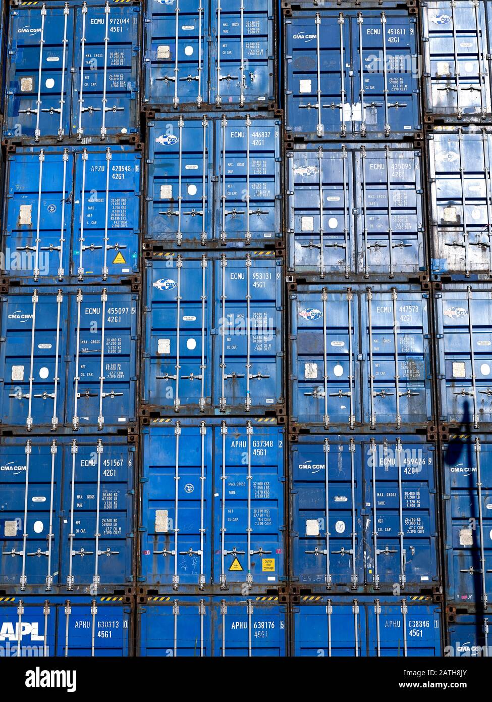 Storage of shipping containers in the port of Rotterdam, Netherlands ...