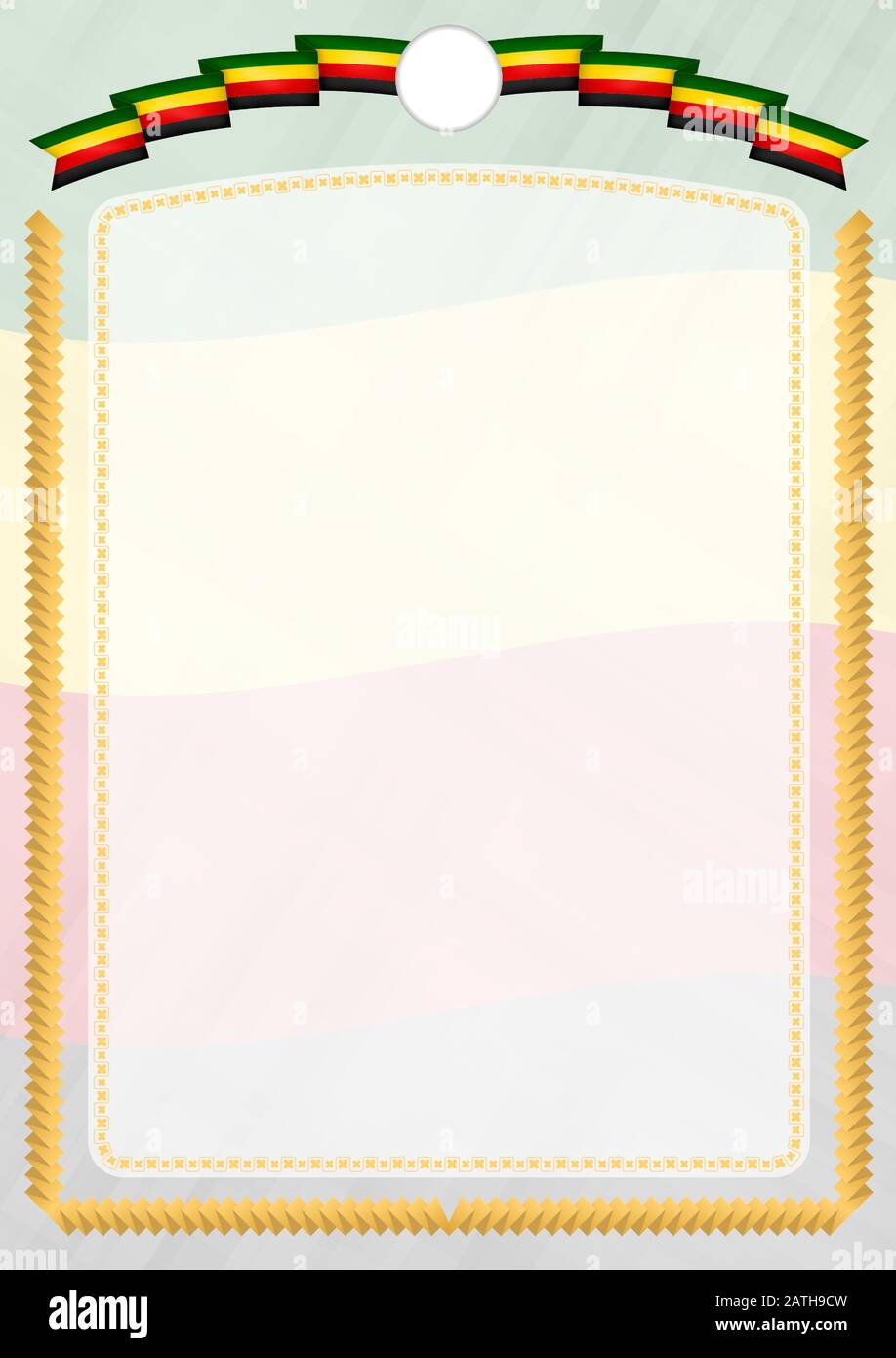 Border made with Zimbabwe national flag. Brush stroke frame. Template ...