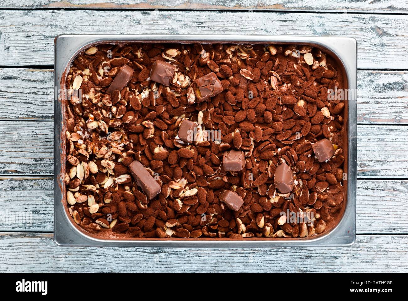 Chocolate ice cream. Top view Stock Photo - Alamy