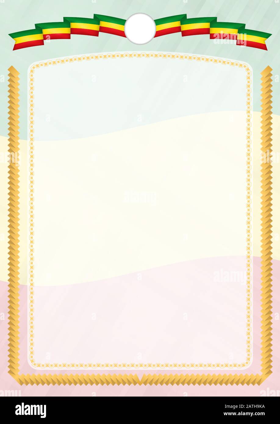Border made with Ethiopia national flag. Brush stroke frame. Template ...