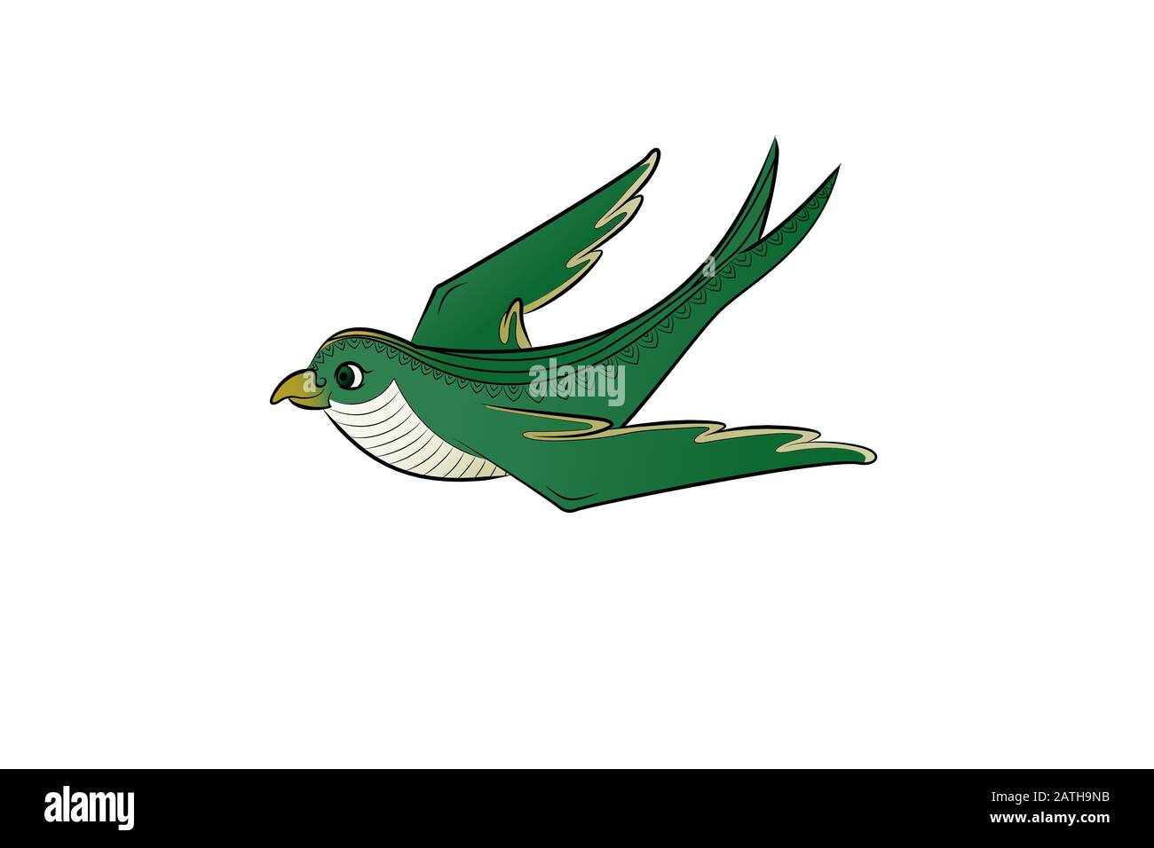Green bird fly. Vector illustration. Cute chick Stock Vector Image ...
