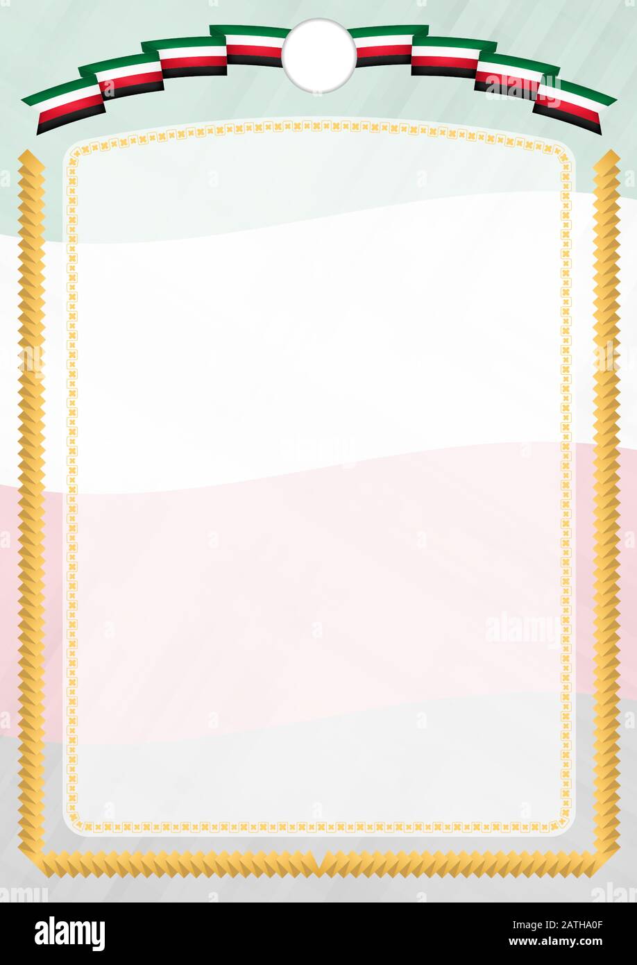 Border made with Kuwait national flag. Brush stroke frame. Template ...
