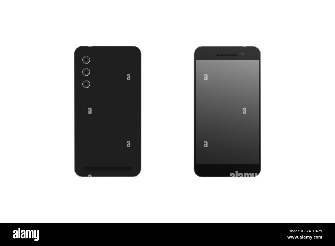 Realistic mobile phone. View from front and back. Vector illustration ...