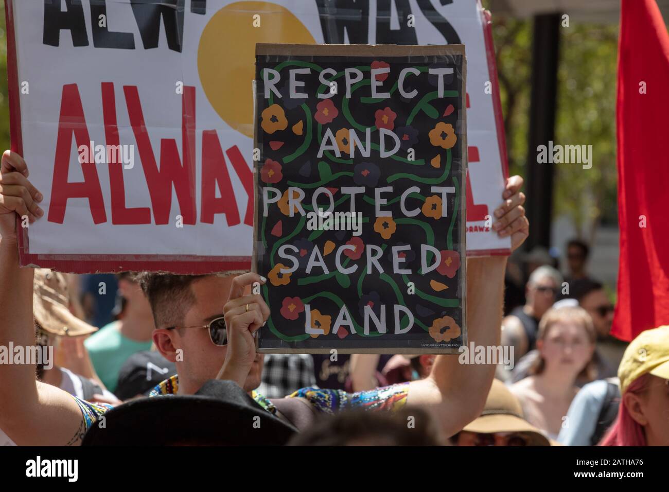 Perth, Australia. 26th January 2020. Invasion Day protests on stage and ...