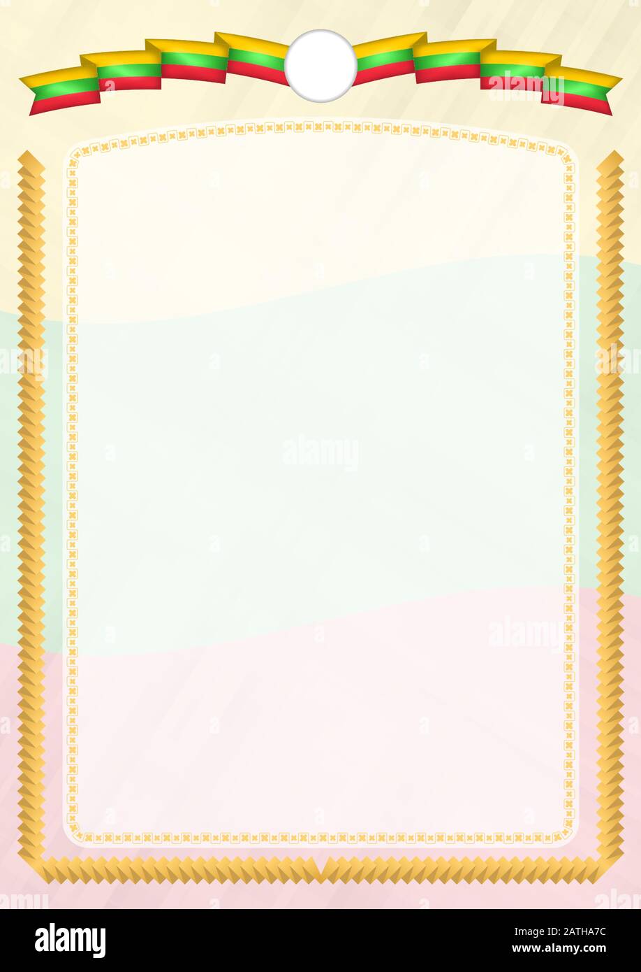 Border made with Myanmar national flag. Brush stroke frame. Template ...