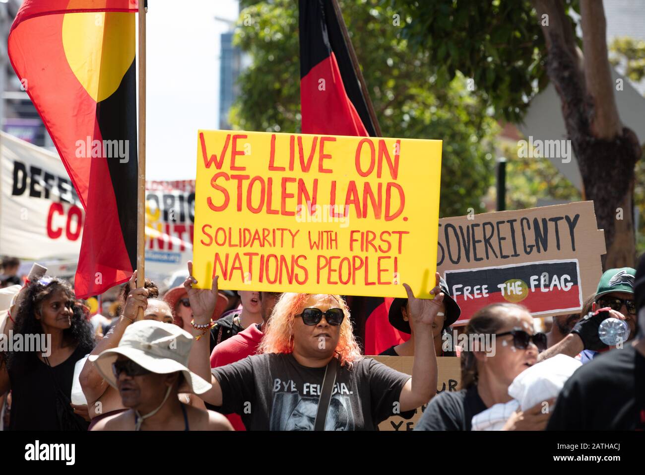 Perth, Australia. 26th January 2020. Invasion Day protests on stage and ...