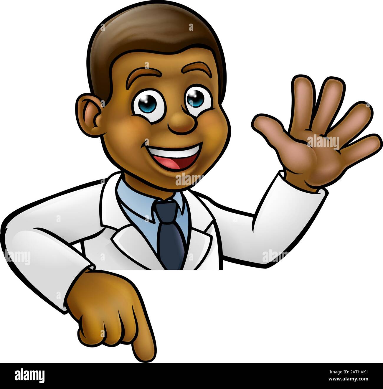 Cartoon Scientist Character Pointing at Sign Stock Vector Image & Art ...