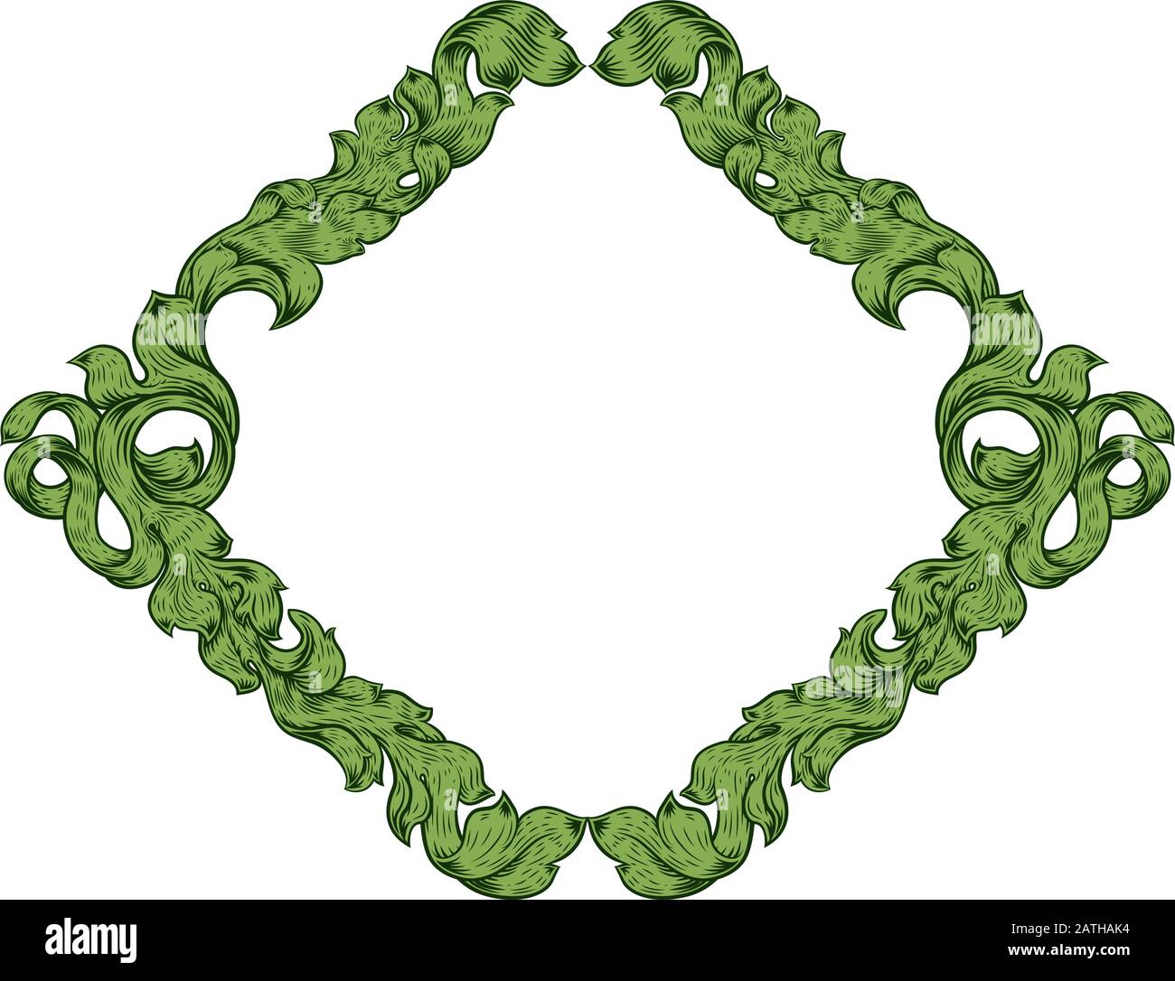 Filigree Heraldry Leaf Pattern Floral Border Frame Stock Vector Image ...