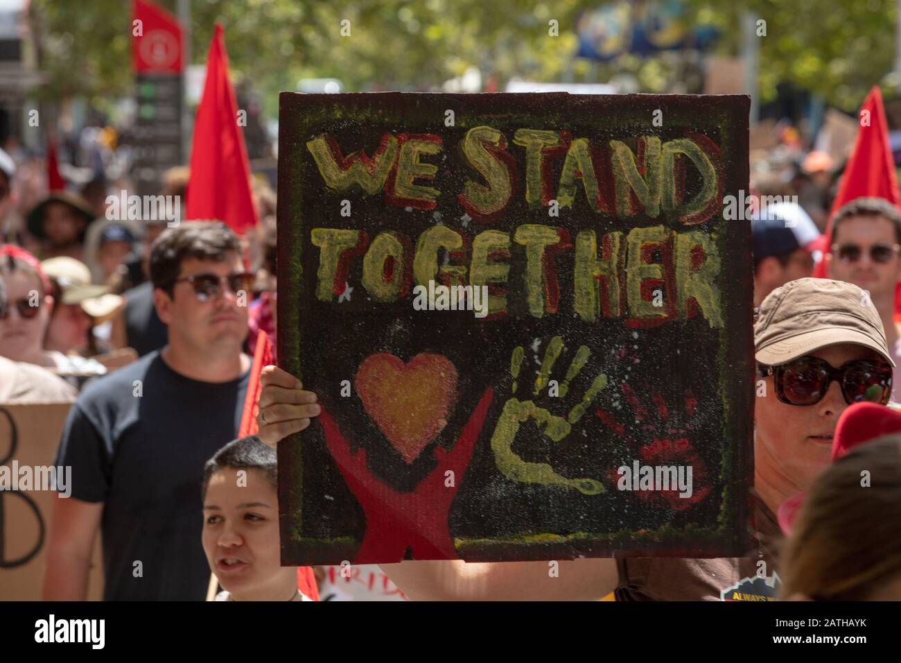 Perth, Australia. 26th January 2020. Invasion Day protests on stage and ...