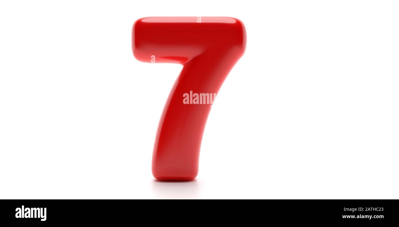 7 seven number. Glossy balloon passion red color of digit 7 isolated on ...