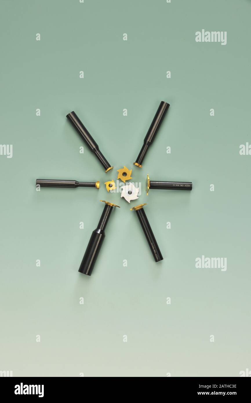 Tooling with green background Stock Photo - Alamy