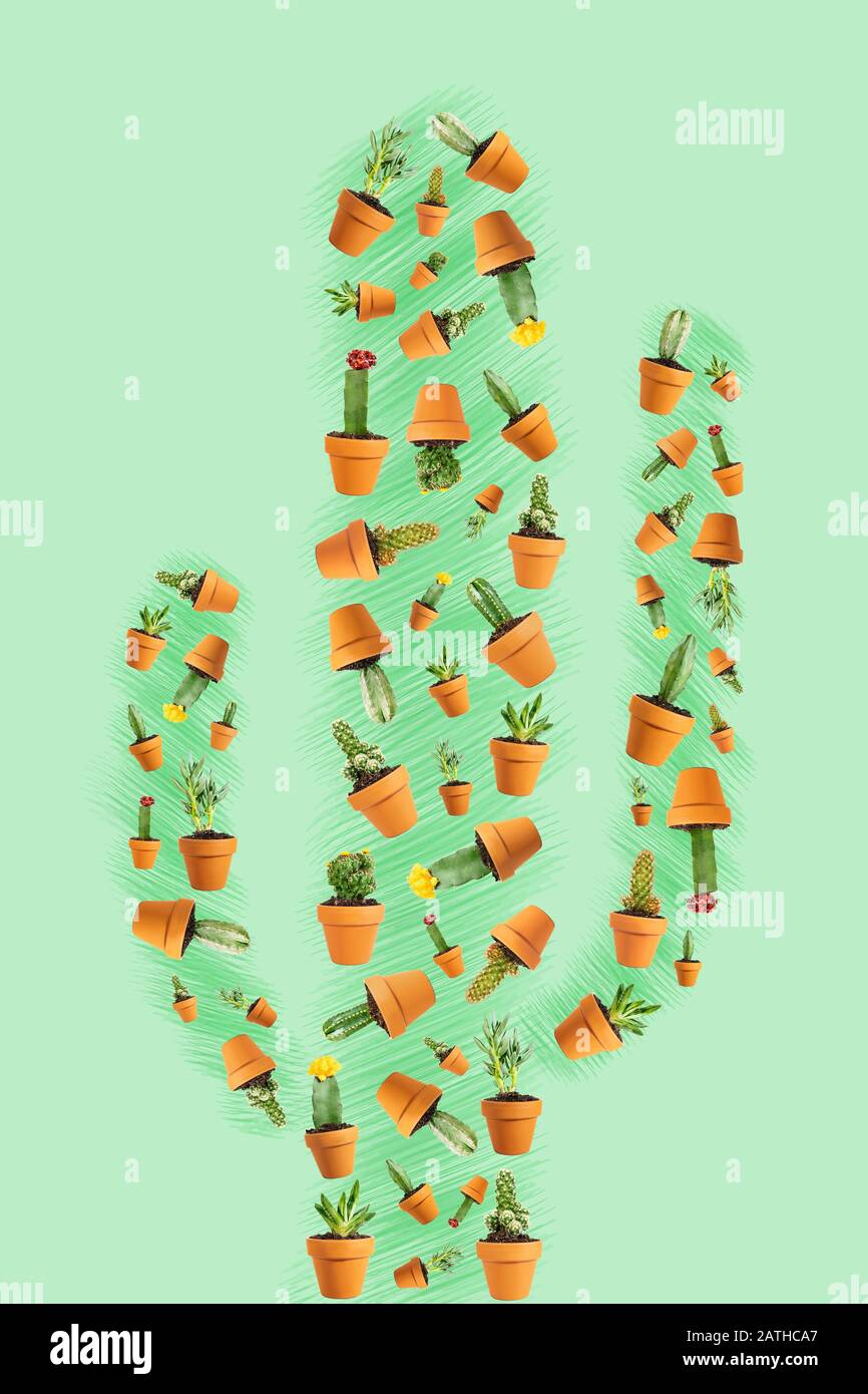 Bright green cactus shaped pattern, wallpaper background and design ...