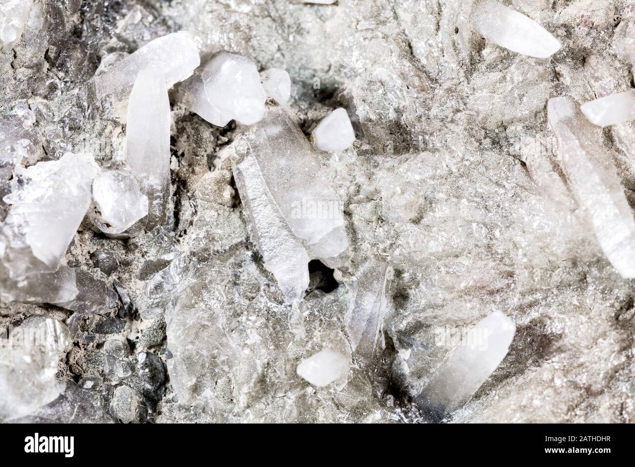 Closeup of white quartz mineral stone, pattern background with details ...
