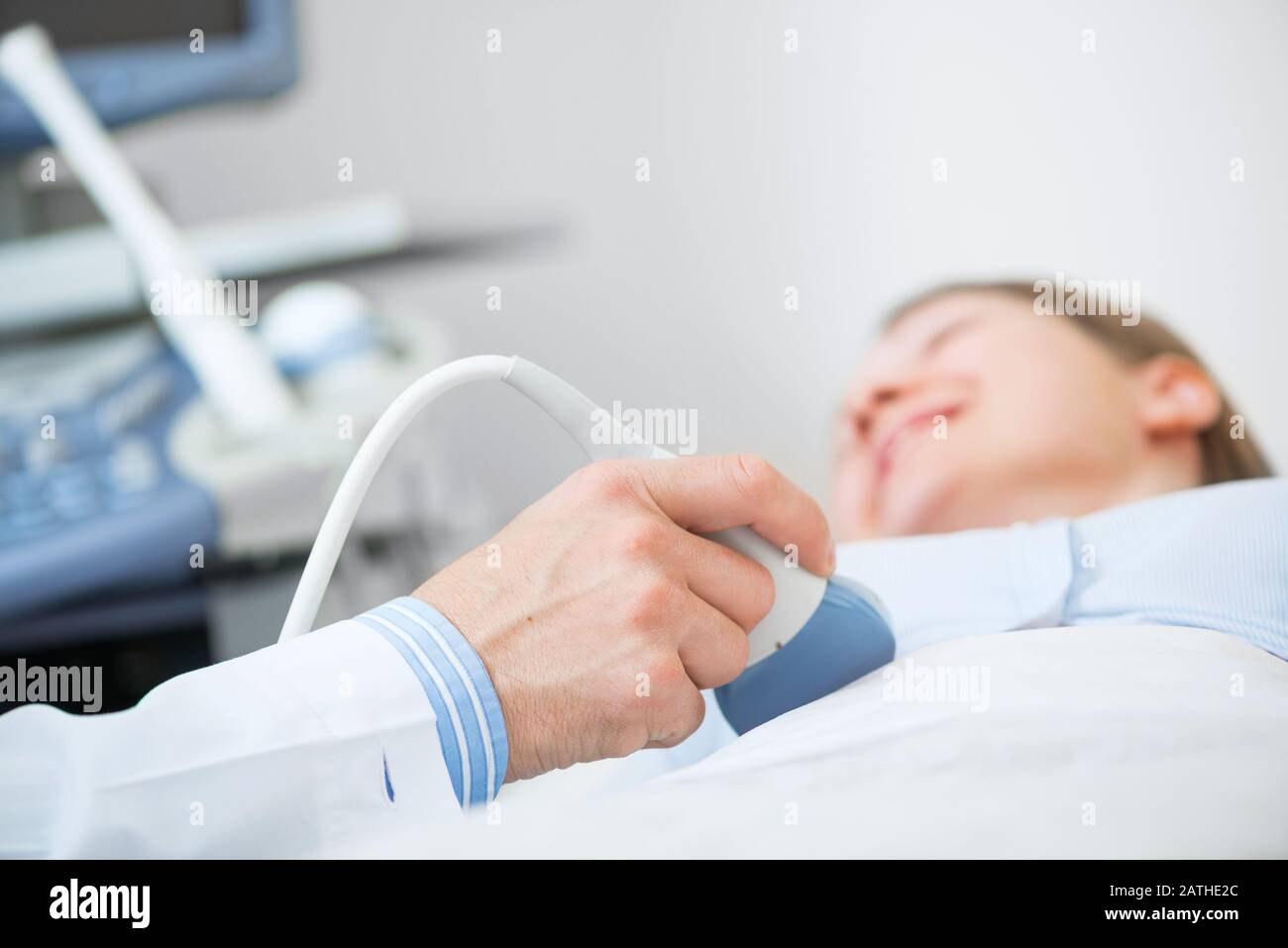 Sonogram procedure at modern hospital Stock Photo - Alamy