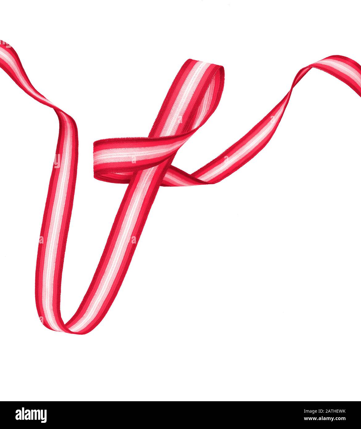 Curved belt fabric in red color against white background Stock Photo ...