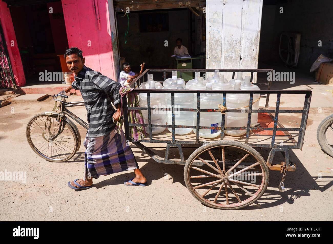 A water vendor in Madurai. From a series of travel photos in South ...
