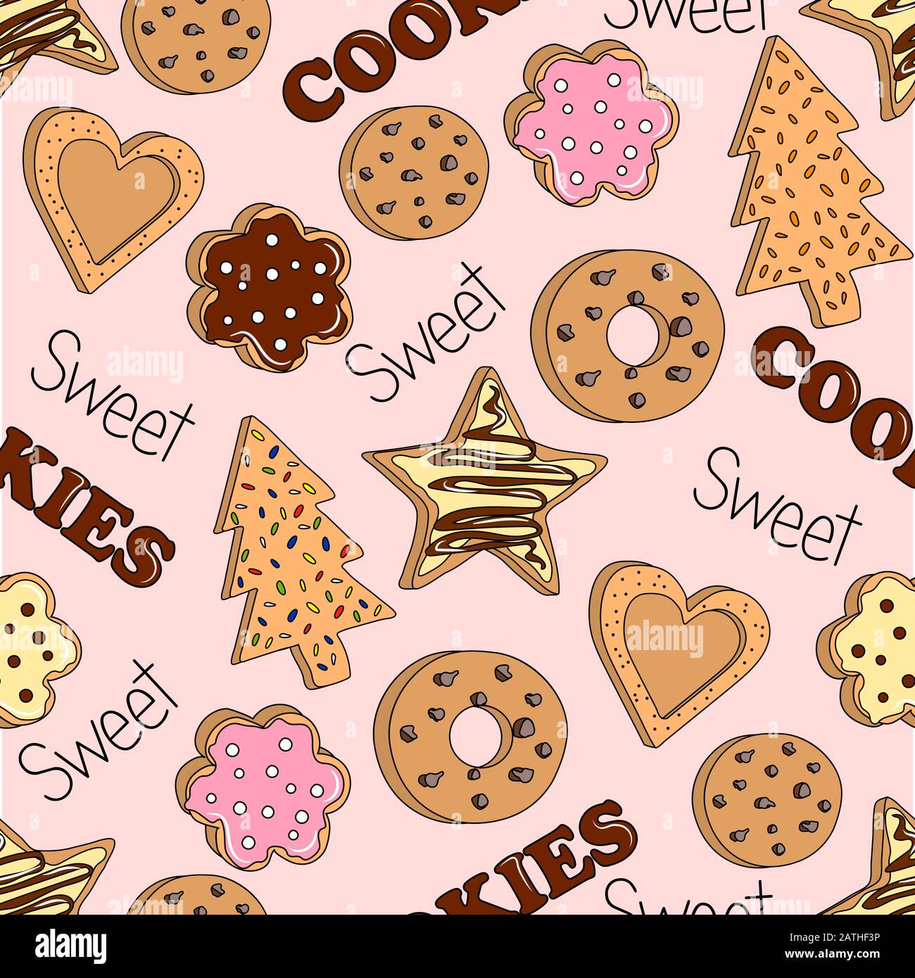 Seamless pattern with home made cookies. Vector illustration Stock ...