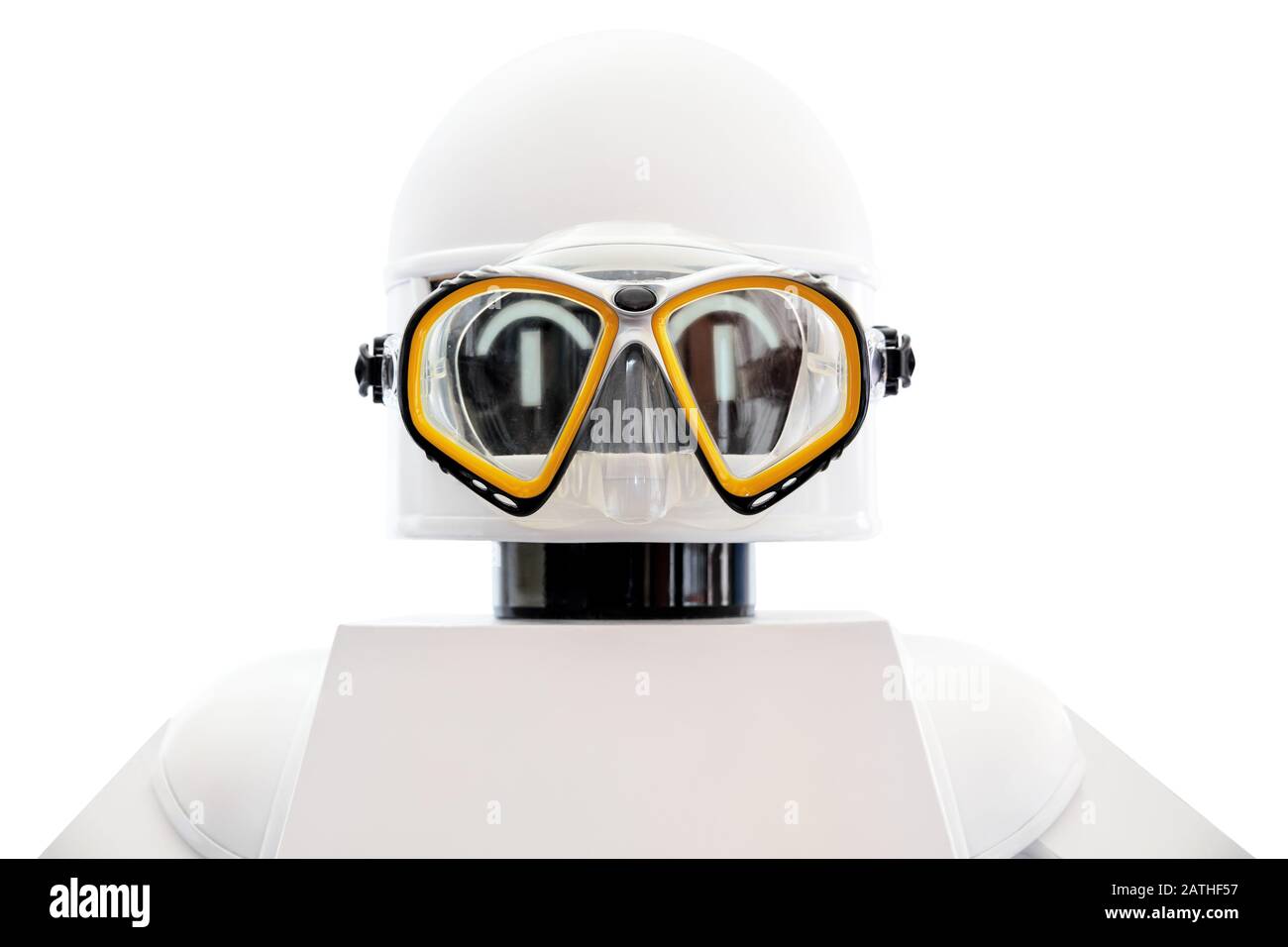 concept naval or marine diving robot isolated in front of white ...