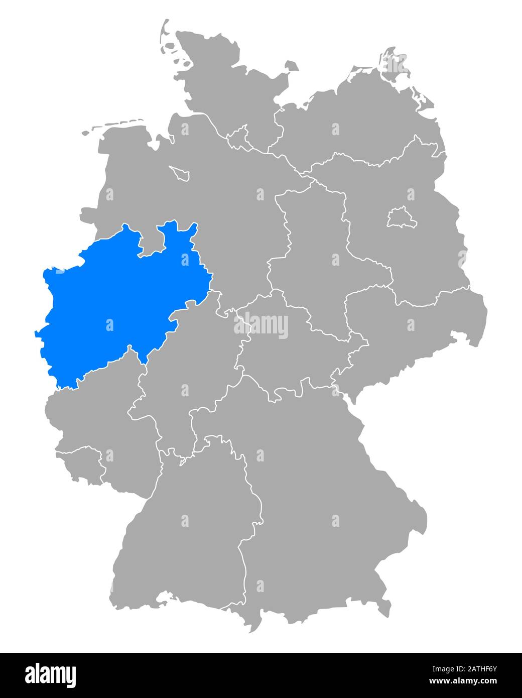 Map of North Rhine-Westphalia in Germany Stock Photo - Alamy