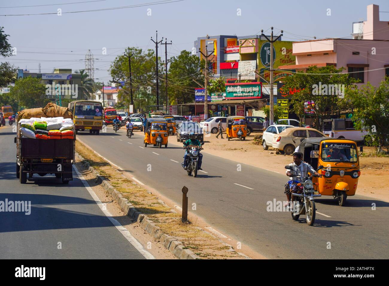 A typical scene in a town in Kerala. From a series of travel photos in ...
