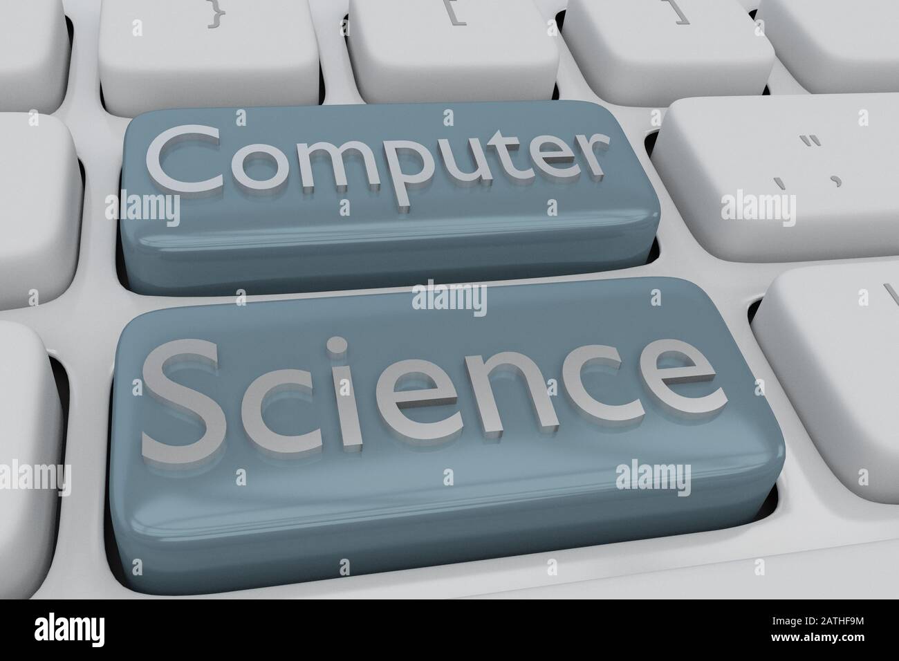 3D illustration of computer keyboard with the script Computer Science ...