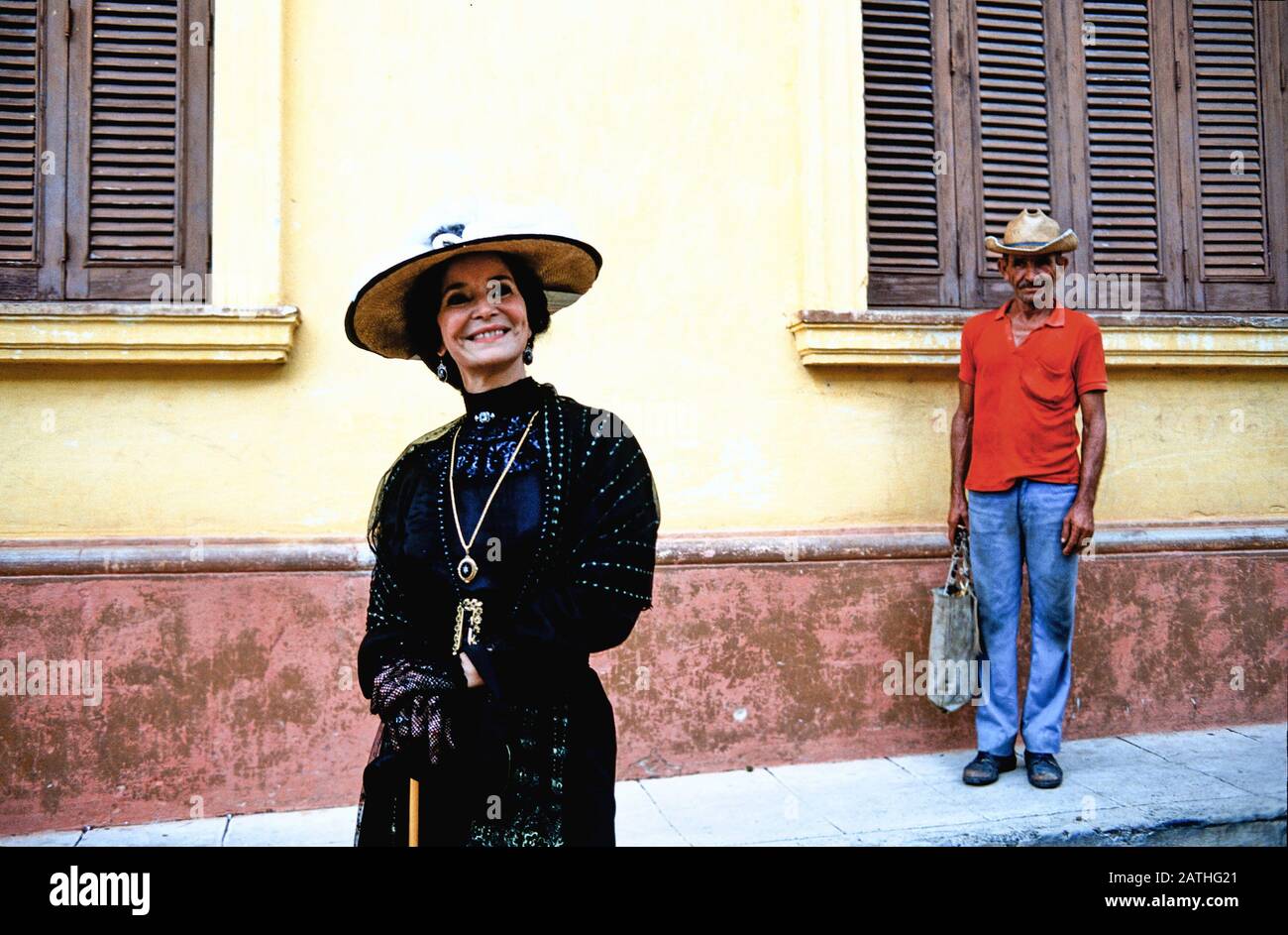 French actress Marie-Jose Nat on the set of the TV series 'Terre Indigo ...