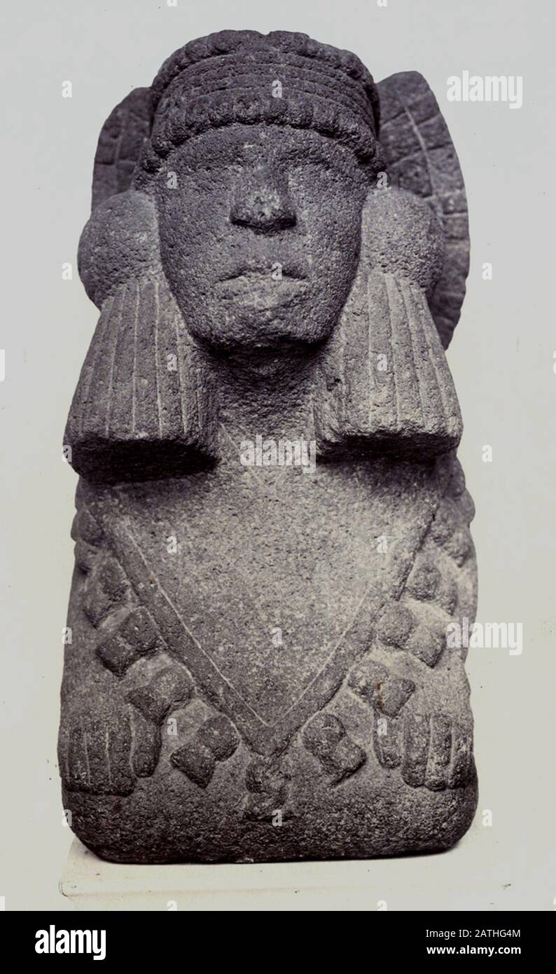 Stone sculpture of Chalchiuhtlicue, the water goddess Height : 37.000 ...