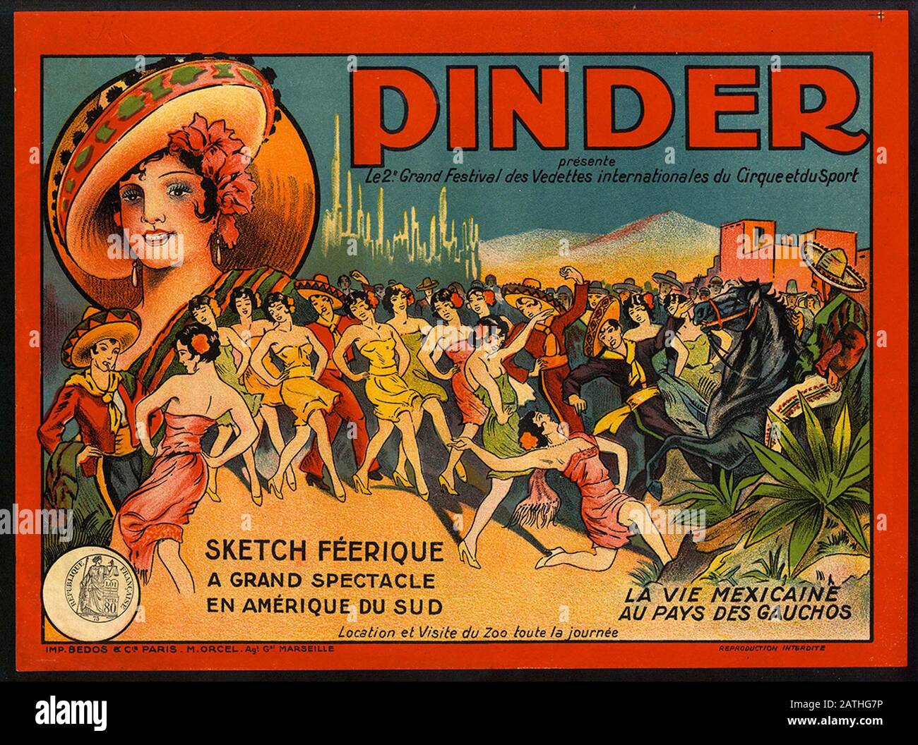 Poster for the French circus 'Cirque Pinder', designed by Gustave Soury ...
