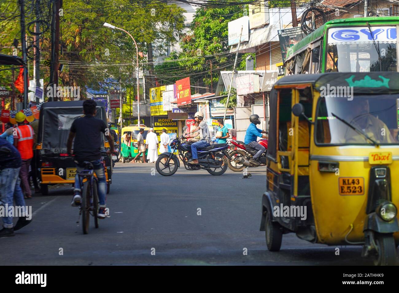 A typical street scene in Cochin, Kerala. From a series of travel ...