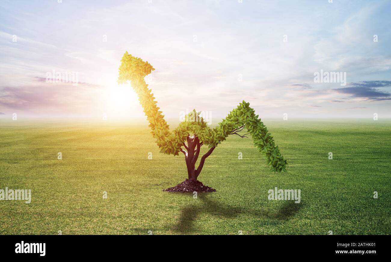 Green plant in shape of of grow up trend at field Stock Photo - Alamy