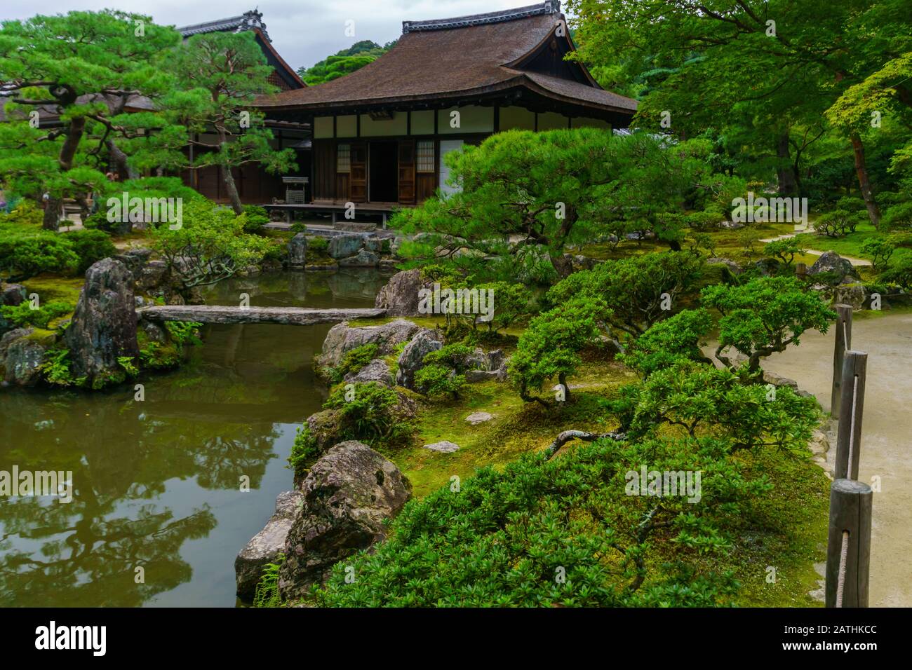 View of Japanese Garden of the Higashiyama Jisho-ji (Ginkaku-ji) Temple ...