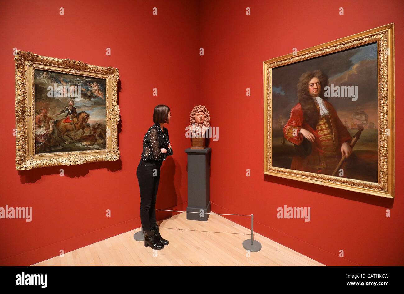 A visitor looks at a bust of Admiral Sir Cloudesley Shovell (c.1695 ...