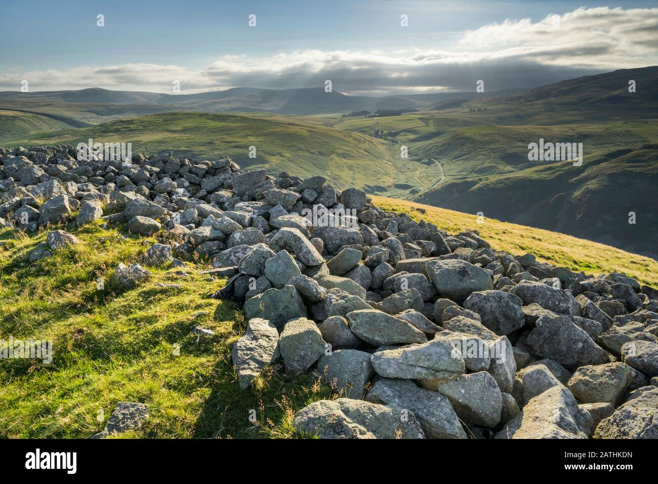 The view from Brough Law, looking down the Breamish Valley toward ...