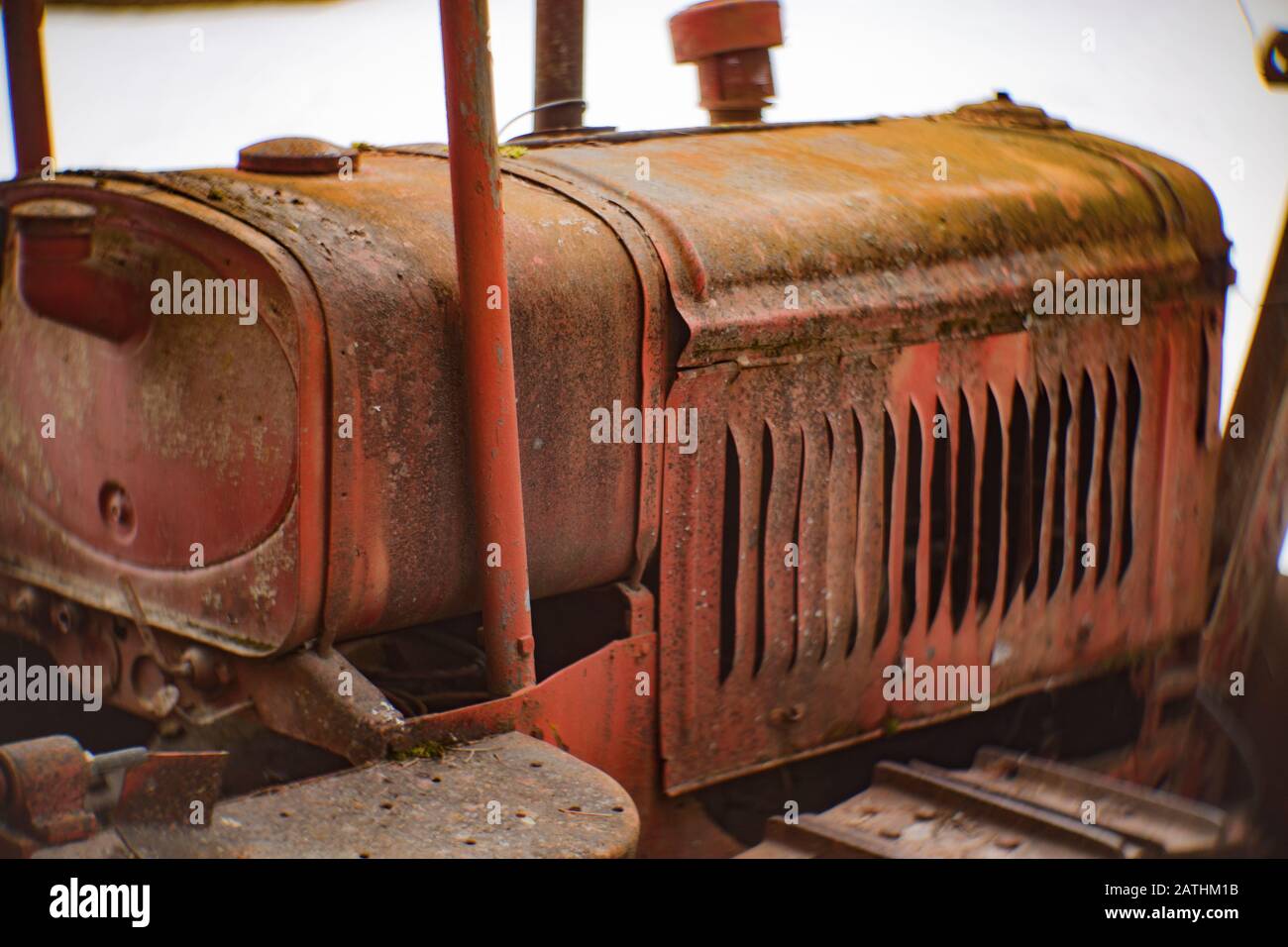 An old, red 1932 International McCormick-Deering T20 Bulldozer Crawler ...