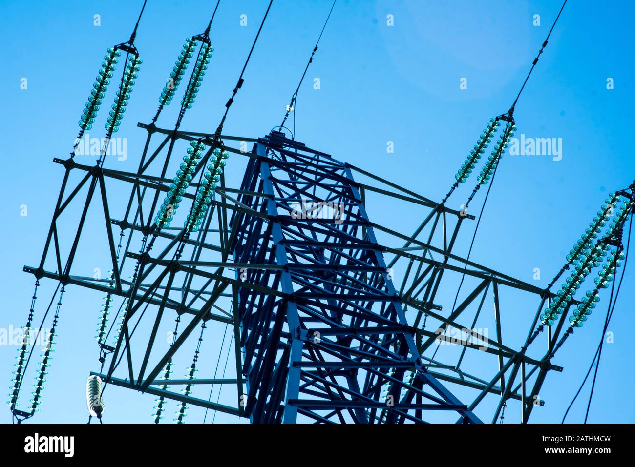 Telecommunication towers include of radio microwave and television antenna system with cloud ...