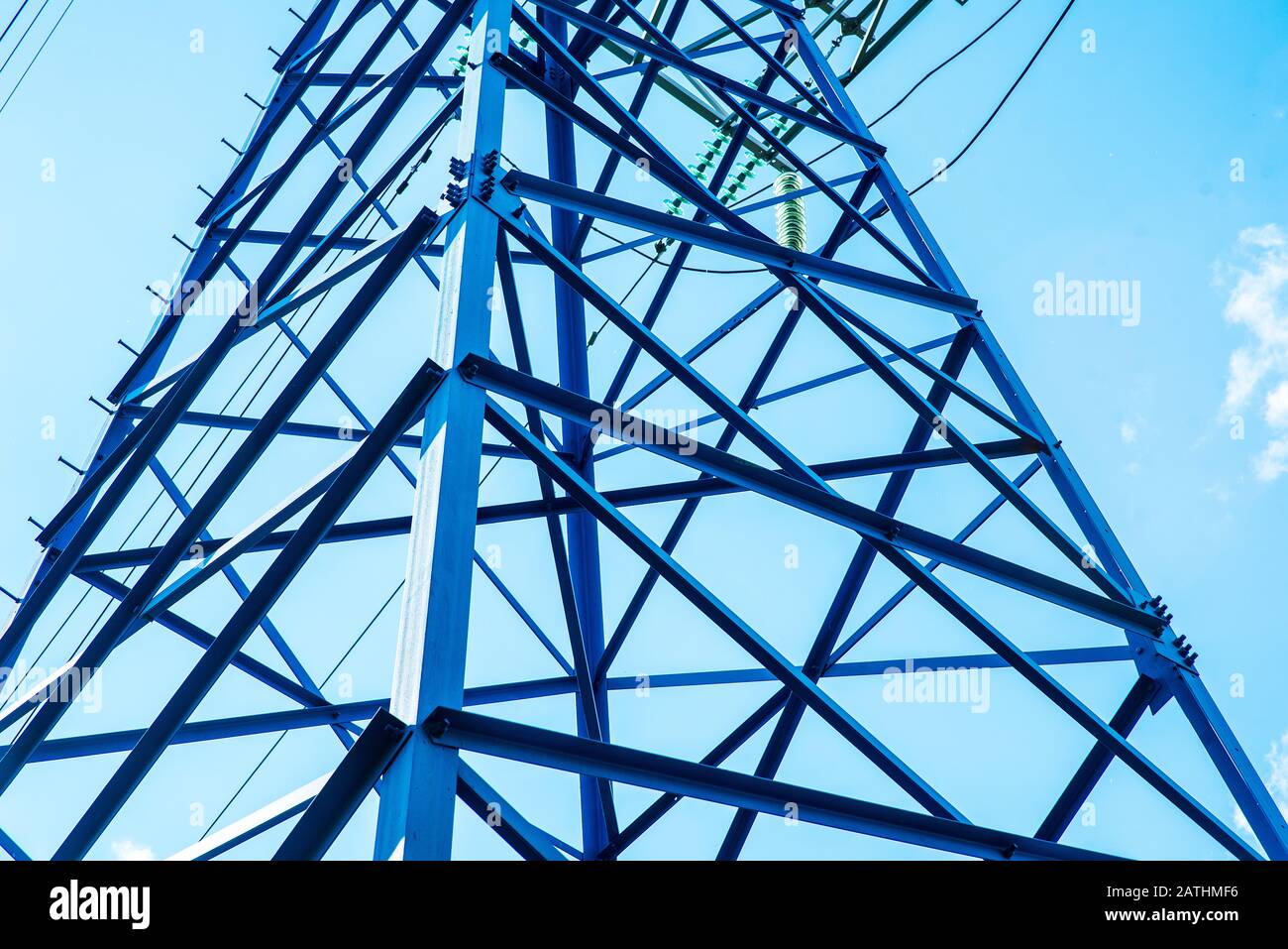 Telecommunication towers include of radio microwave and television antenna system with cloud ...