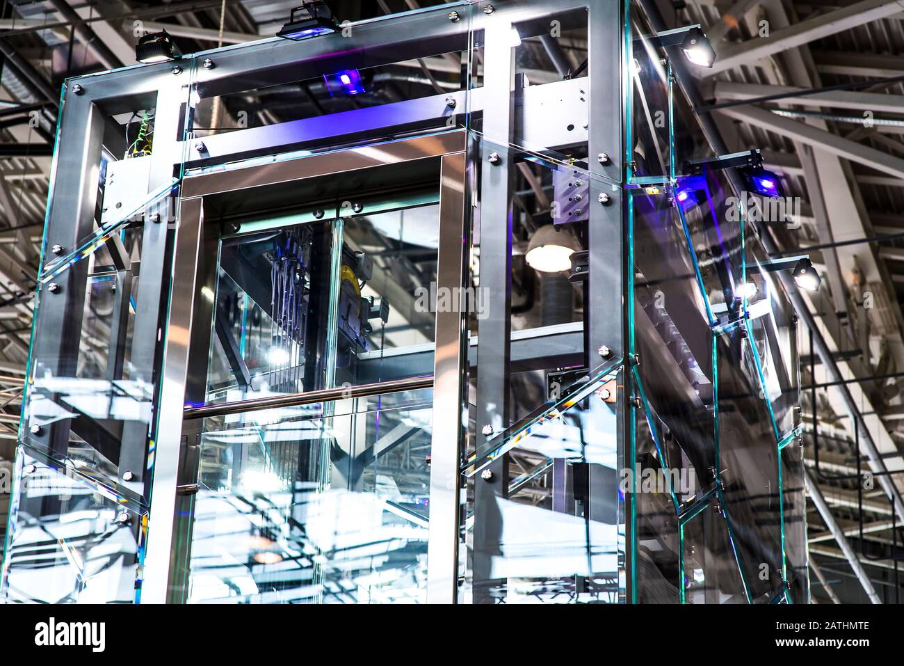 Elevator Installation, Lift Technician Installing a Modern Elevator ...