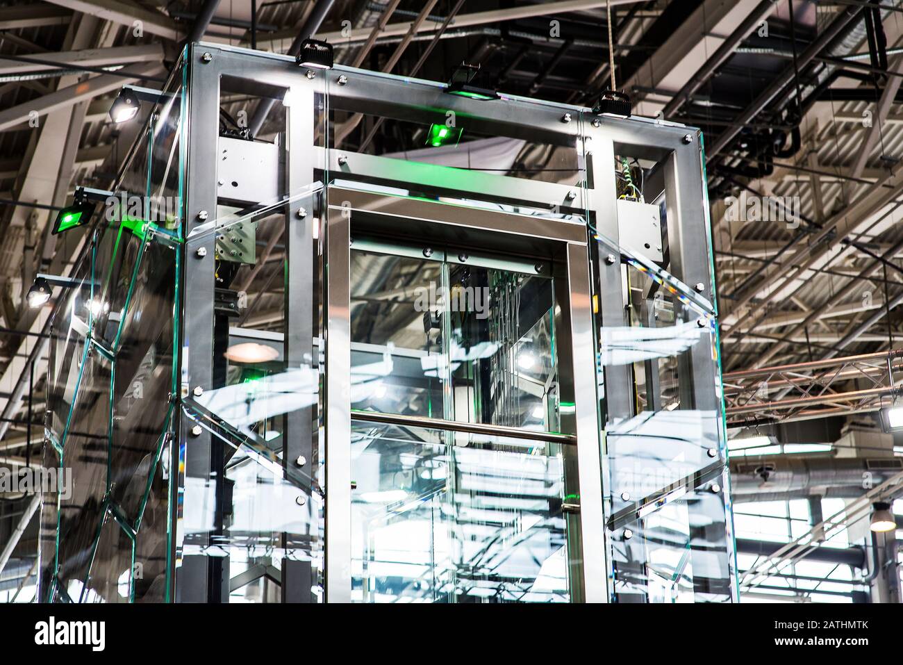 Elevator Installation, Lift Technician Installing a Modern Elevator ...