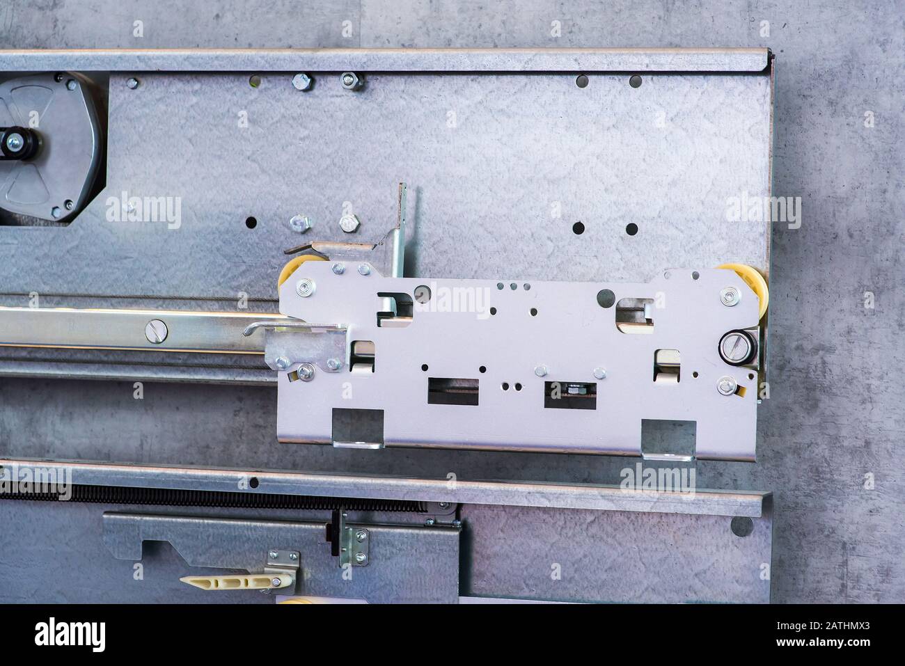 Elevator door drive, Installation of a new elevator Stock Photo - Alamy
