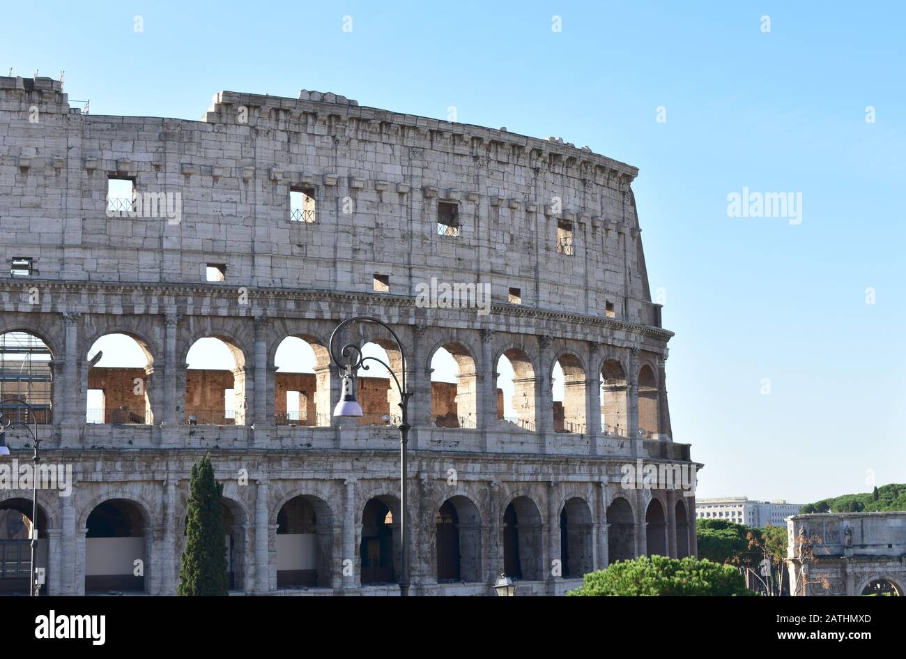 Colosseo with blue sky. Rome, Italy Stock Photo - Alamy