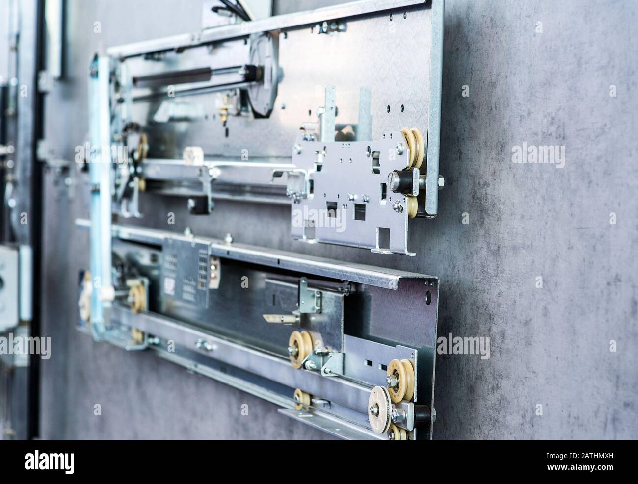 Elevator door drive, Installation of a new elevator Stock Photo - Alamy