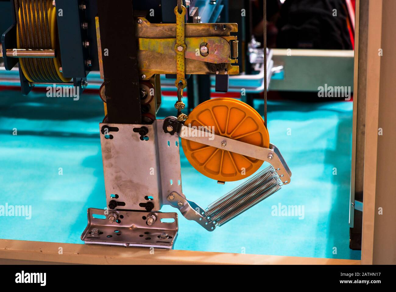 Elevator shaft maintenance. cable control Stock Photo - Alamy