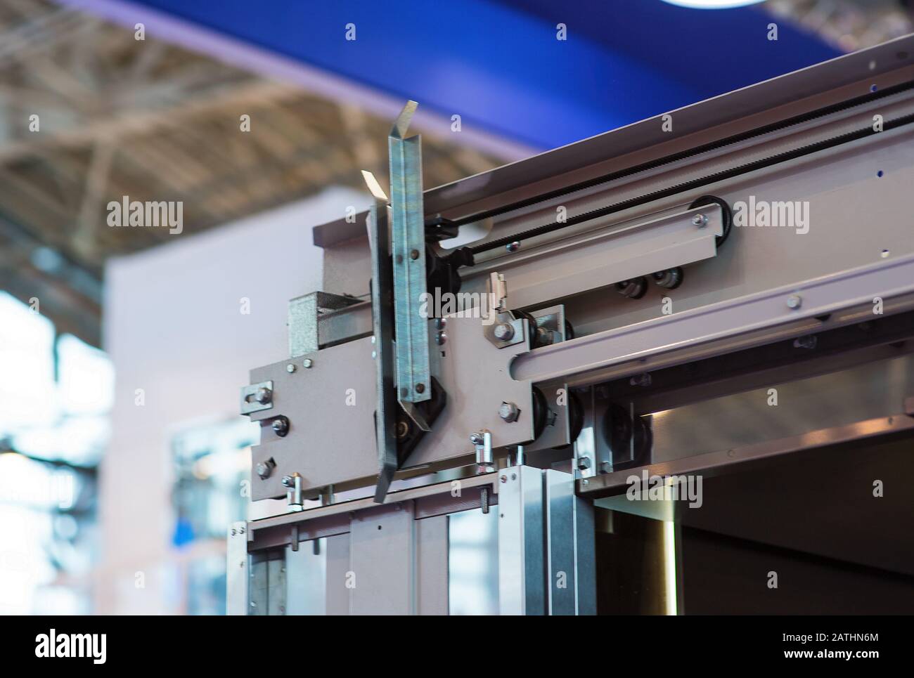 Elevator Installation, Lift Technician Installing a Modern Elevator ...