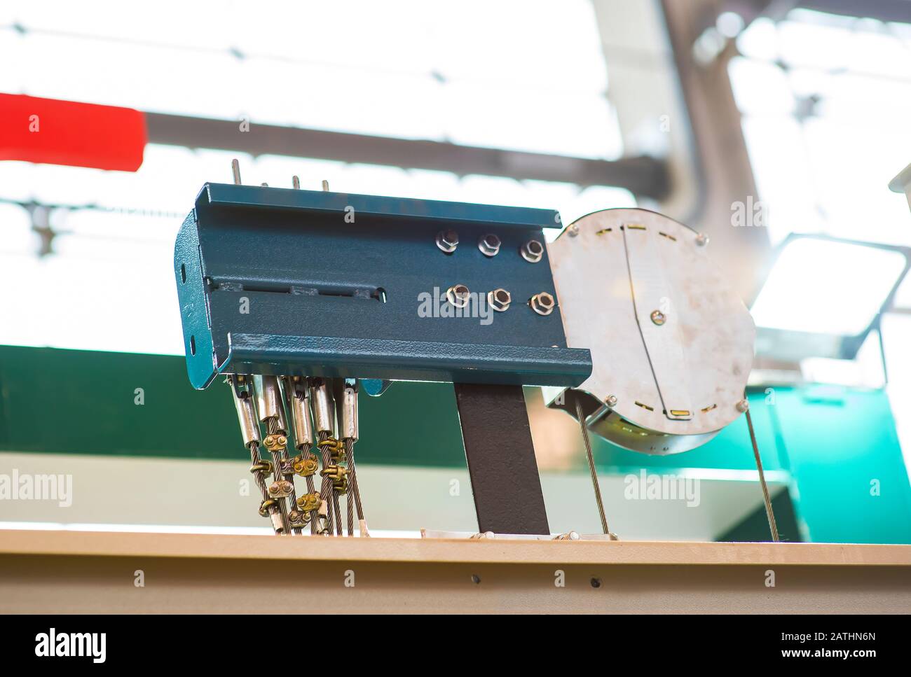 Elevator shaft maintenance. cable control Stock Photo - Alamy