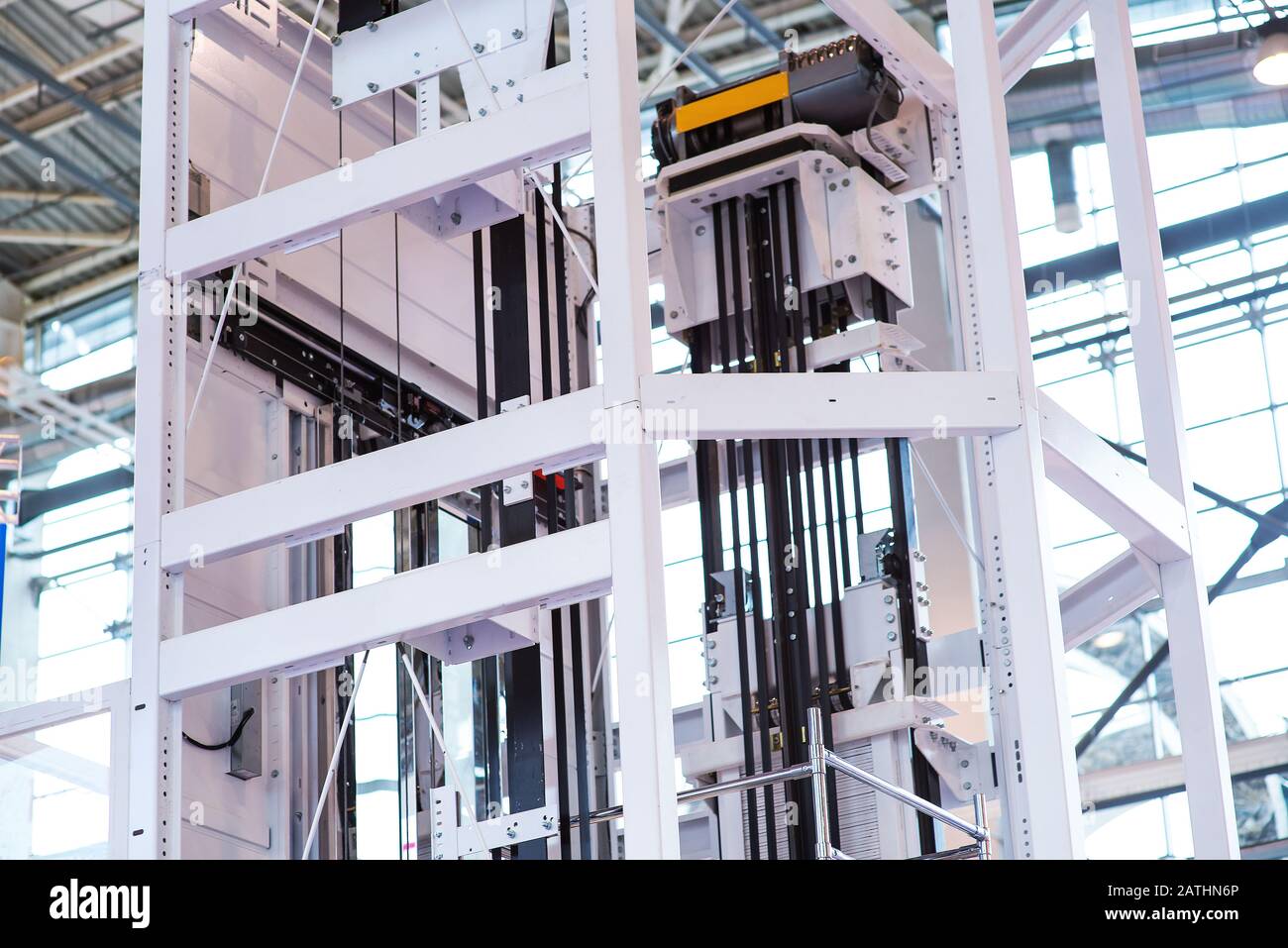 Elevator door drive, Installation of a new elevator Stock Photo - Alamy