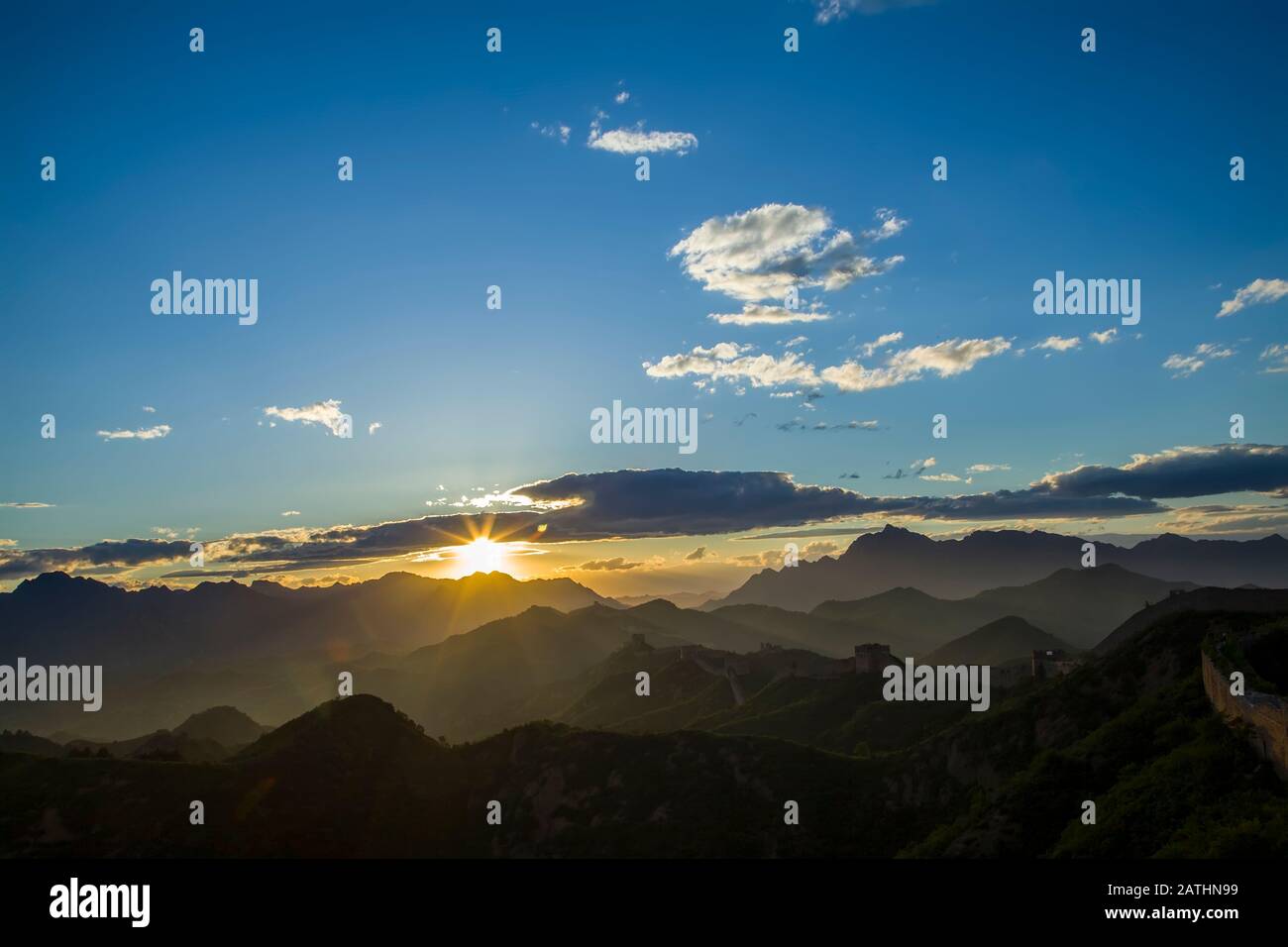The Great Wall the sunset Stock Photo - Alamy