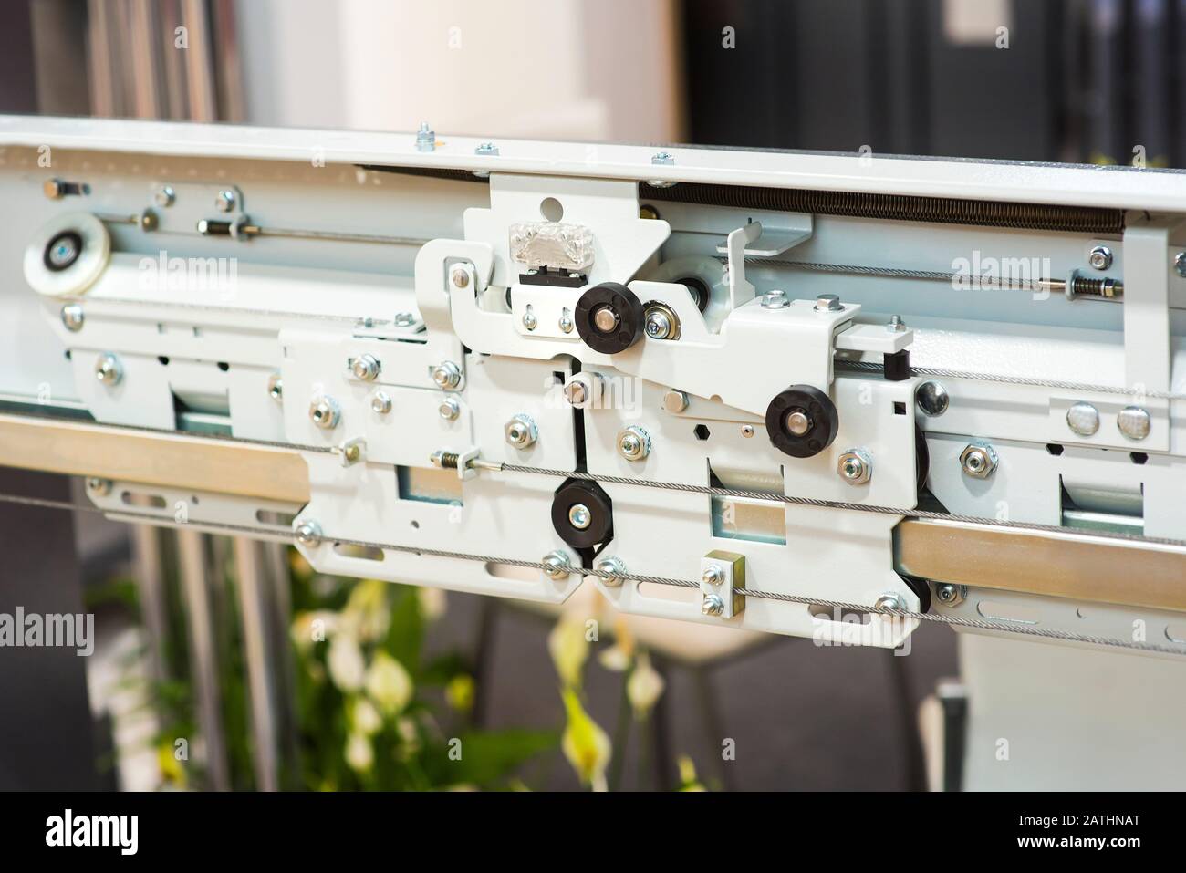 Elevator door drive, Installation of a new elevator Stock Photo - Alamy