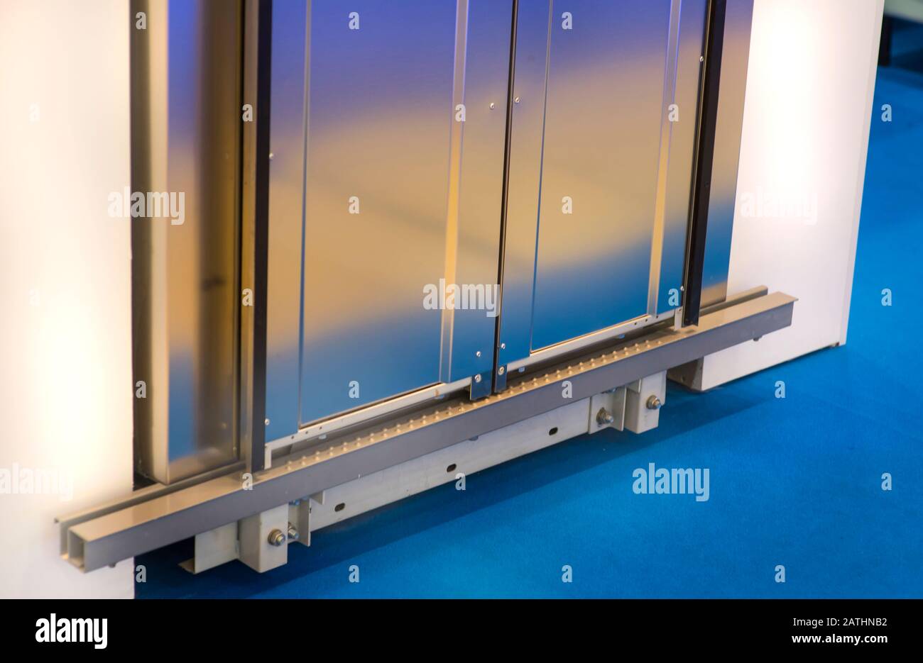 Elevator door drive, Installation of a new elevator Stock Photo - Alamy